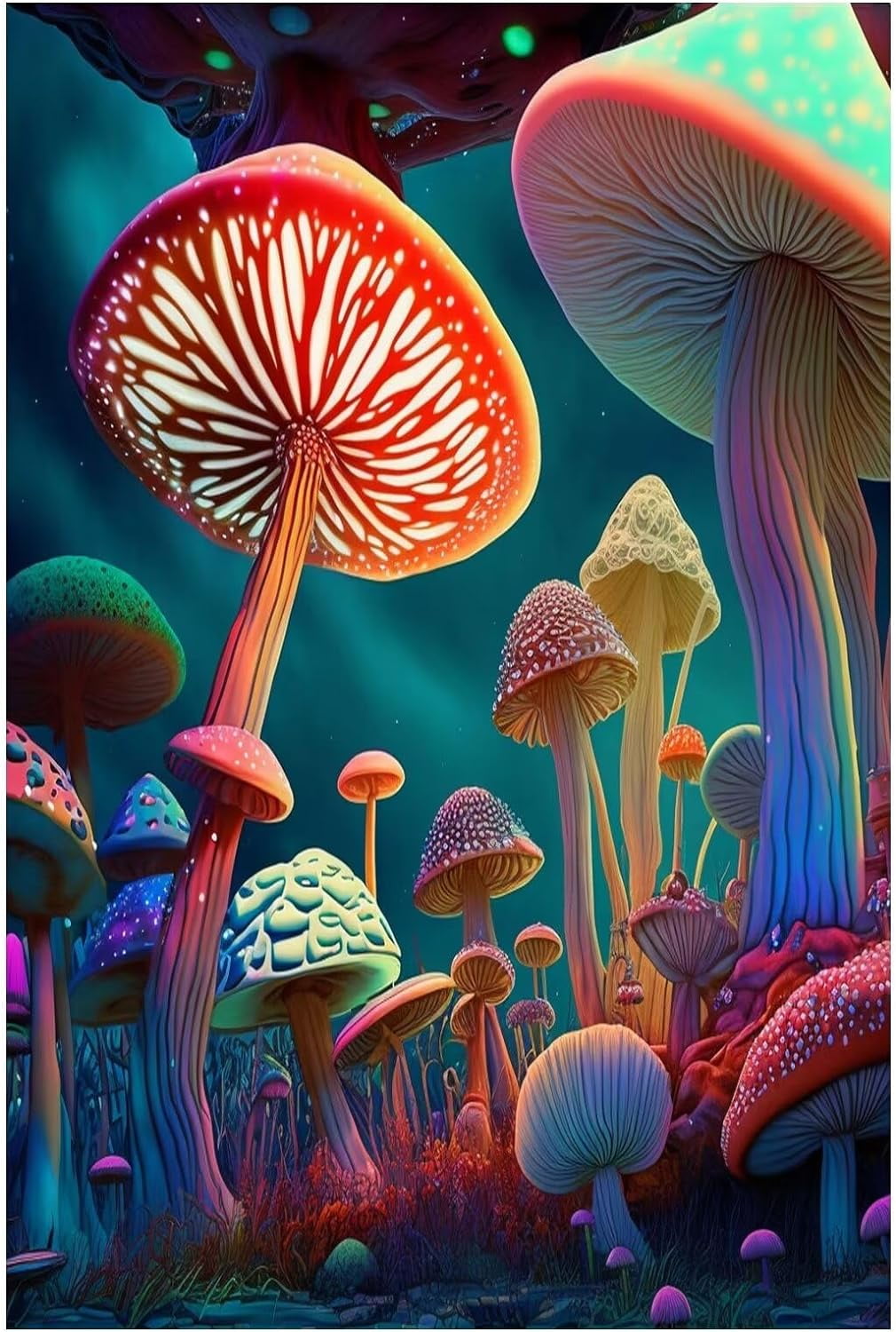 Colorful Fantasy Mushrooms Aluminum Poster for Kids - Vintage Mushroom ...