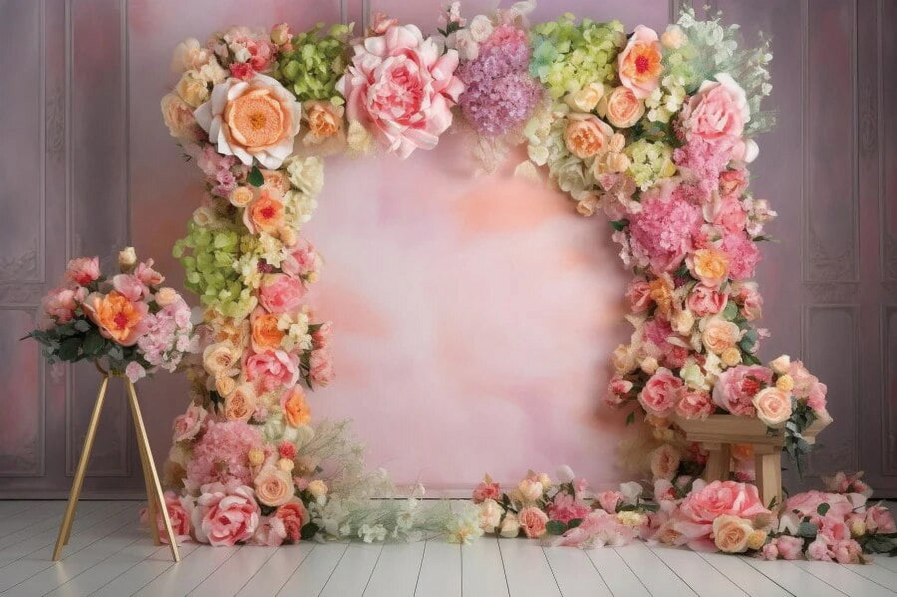 Colorful Fantasy Pink Flower Backdrop Abstract Gradient Wreath Newborn ...