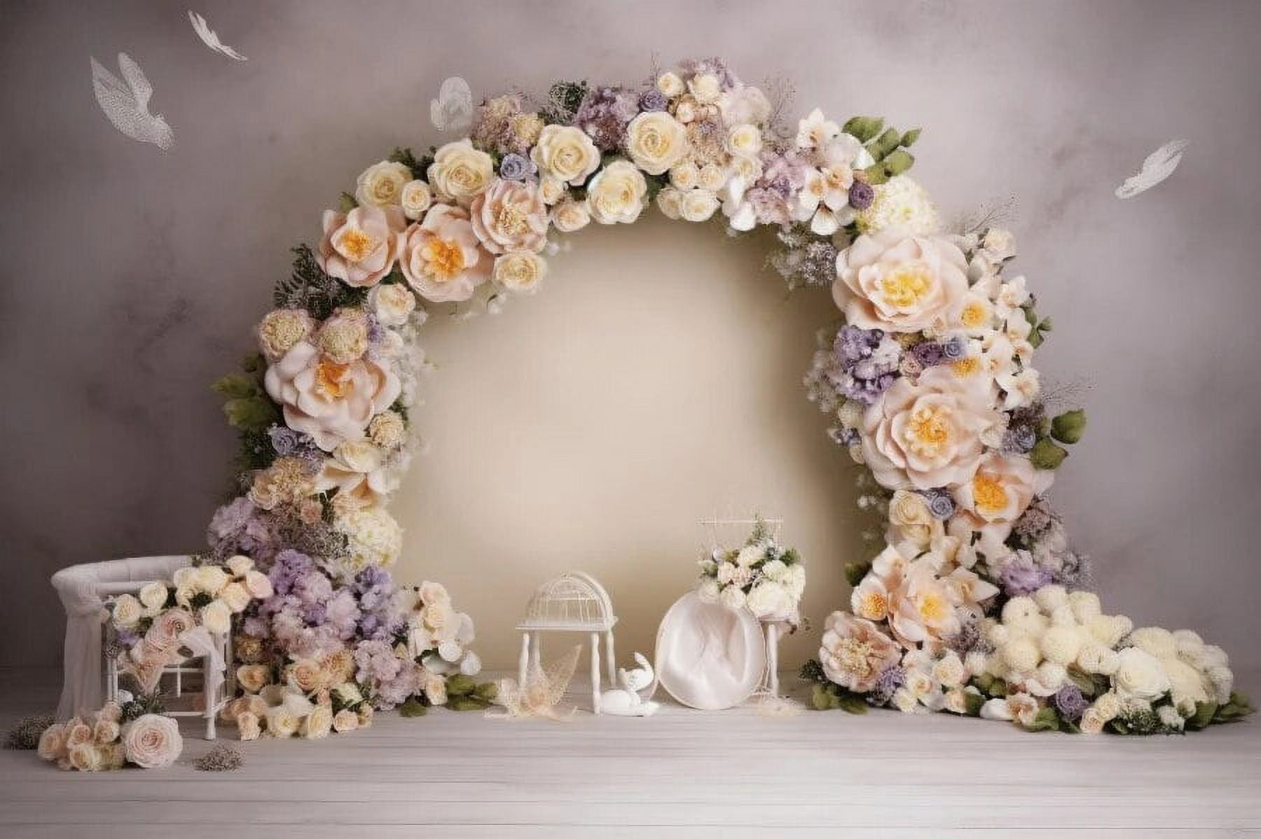 Colorful Fantasy Pink Flower Backdrop Abstract Gradient Wreath Newborn ...