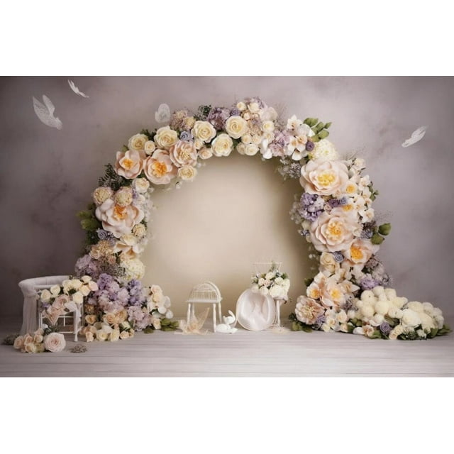 Colorful Fantasy Pink Flower Backdrop Abstract Gradient Wreath Newborn ...