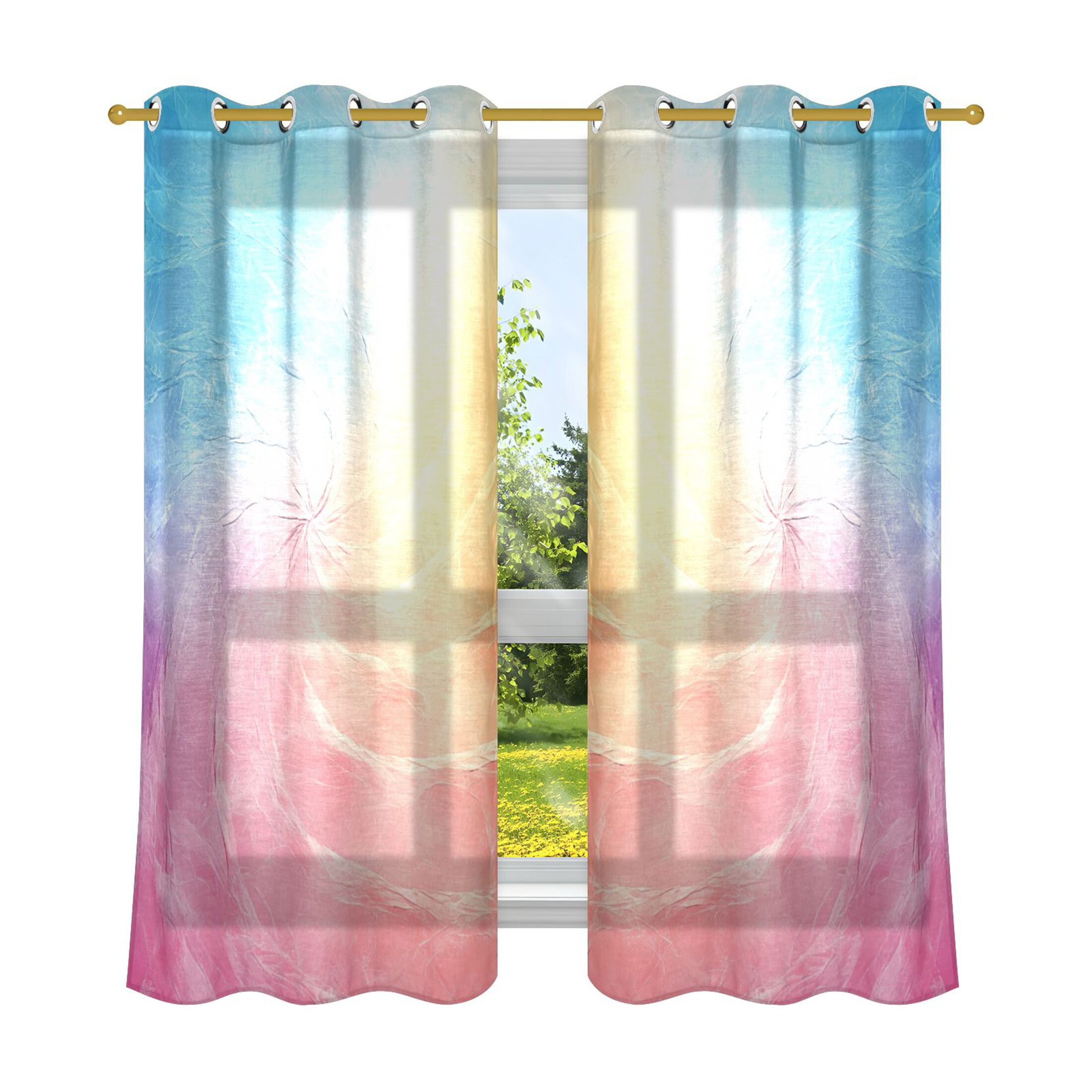 Colorful Fantasy Spin Semi Sheer Curtains for Living Room Bedroom Set ...