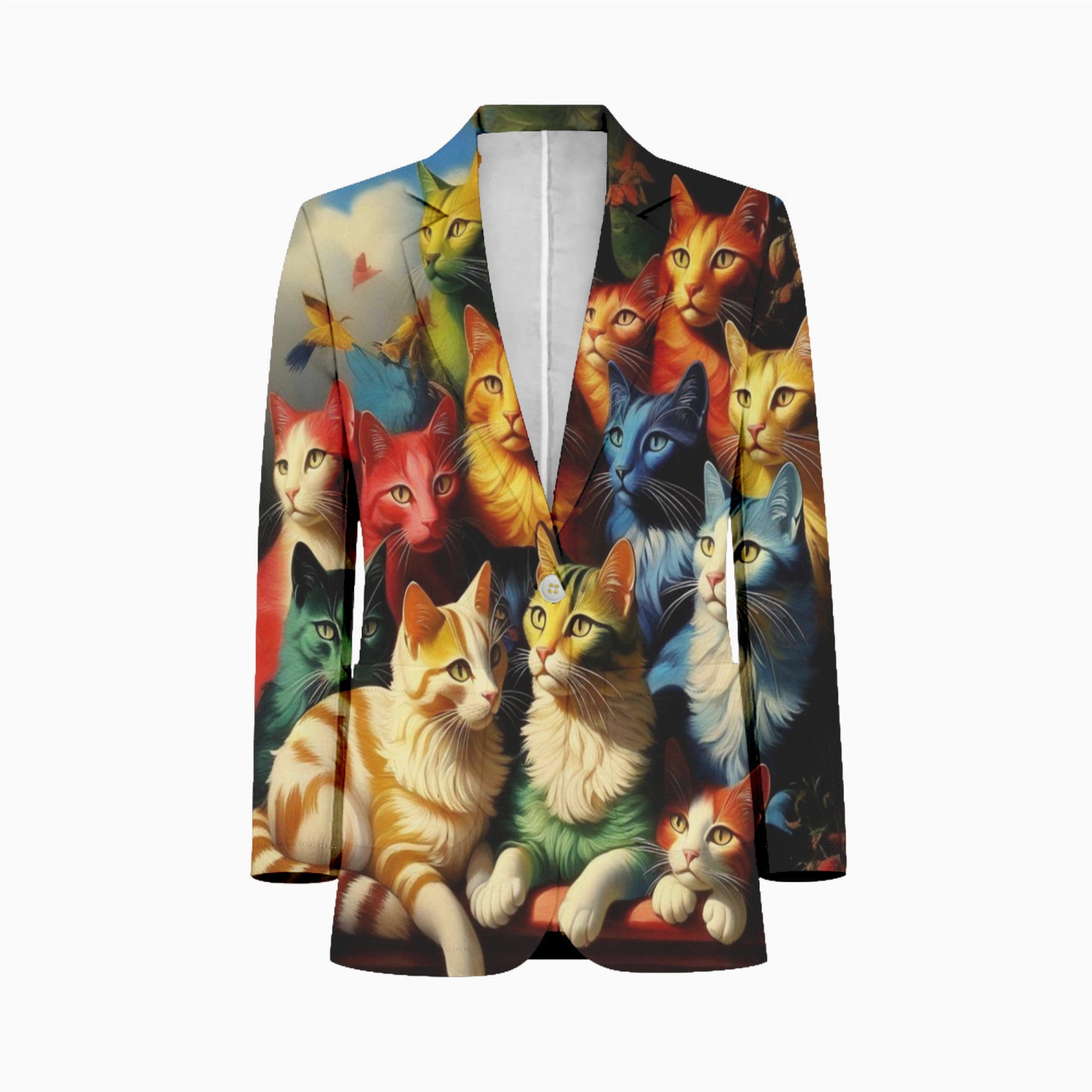 Colorful Fantasy cat family Customized Men's Suits full man Shawl ...