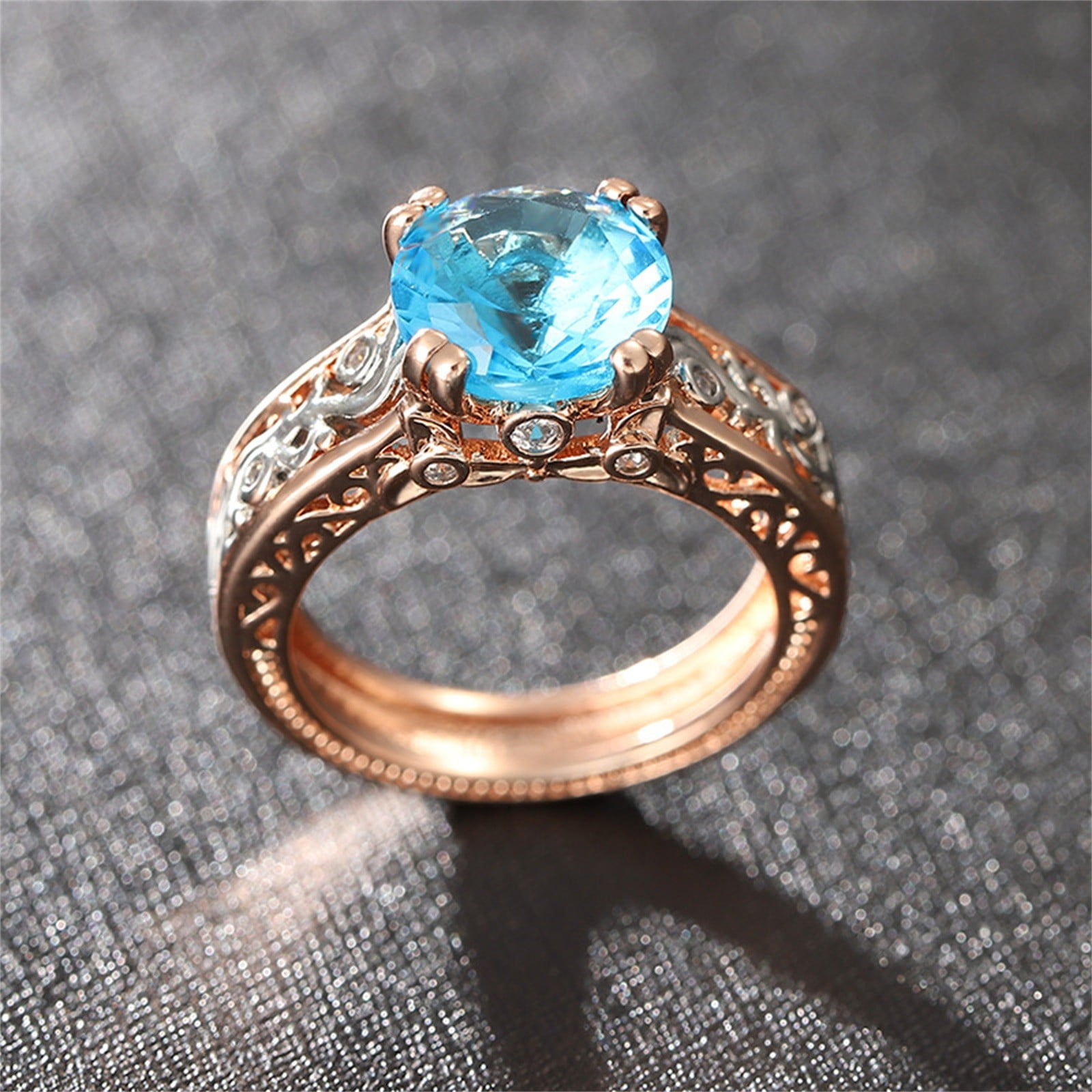 Colorful Fashion Engagement Wedding Women's Breakaway Rose Ring Gold ...