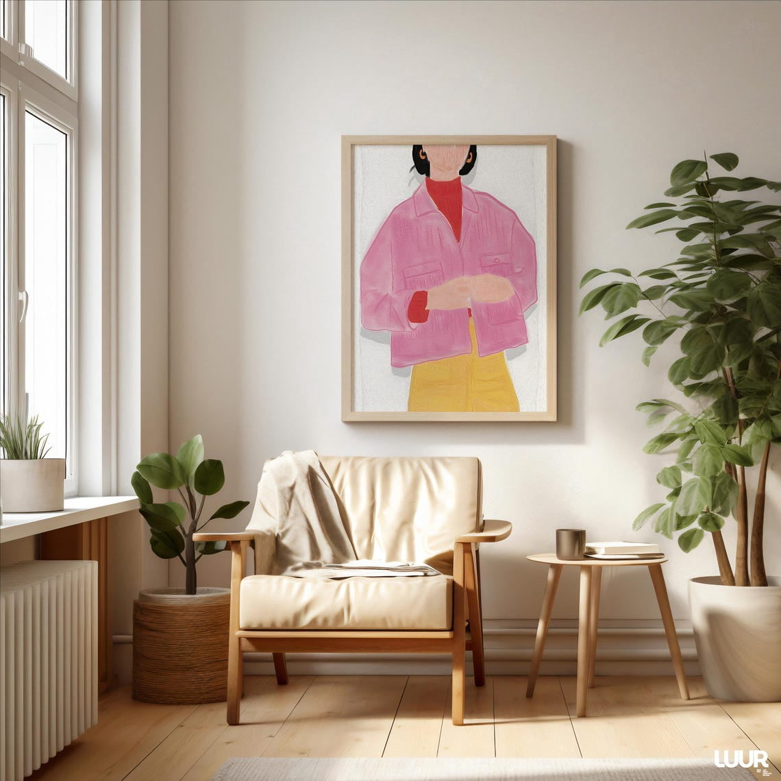 Colorful Fashion Illustration Pink Preppy Wall Art, Unframed Canvas ...