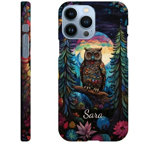Colorful Faux Embroidery Floral Owl Art Case with iPhone 17 to 11 Pro ...