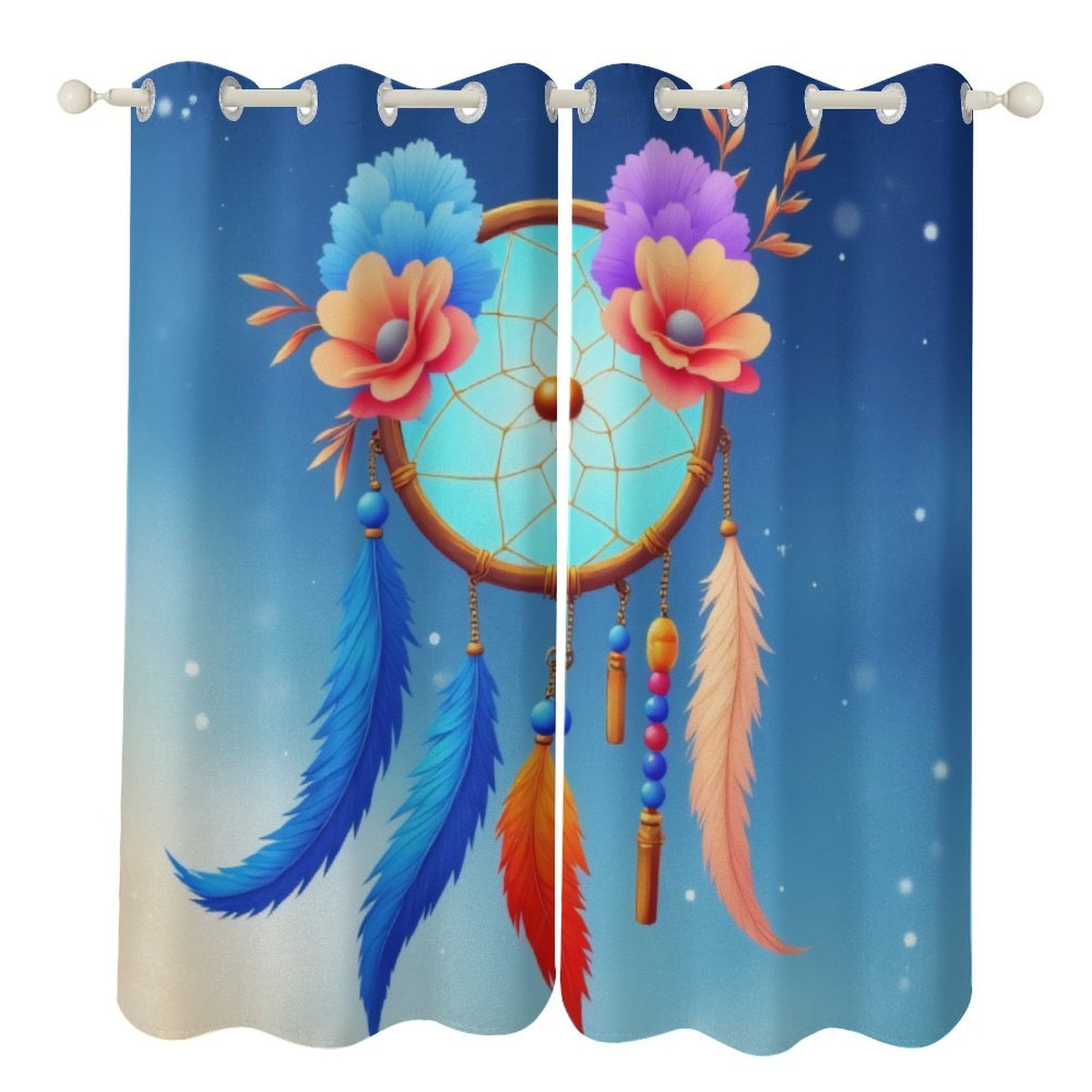 Colorful Feather Dreamcatcher Design(1) Blackout Window Curtains for ...