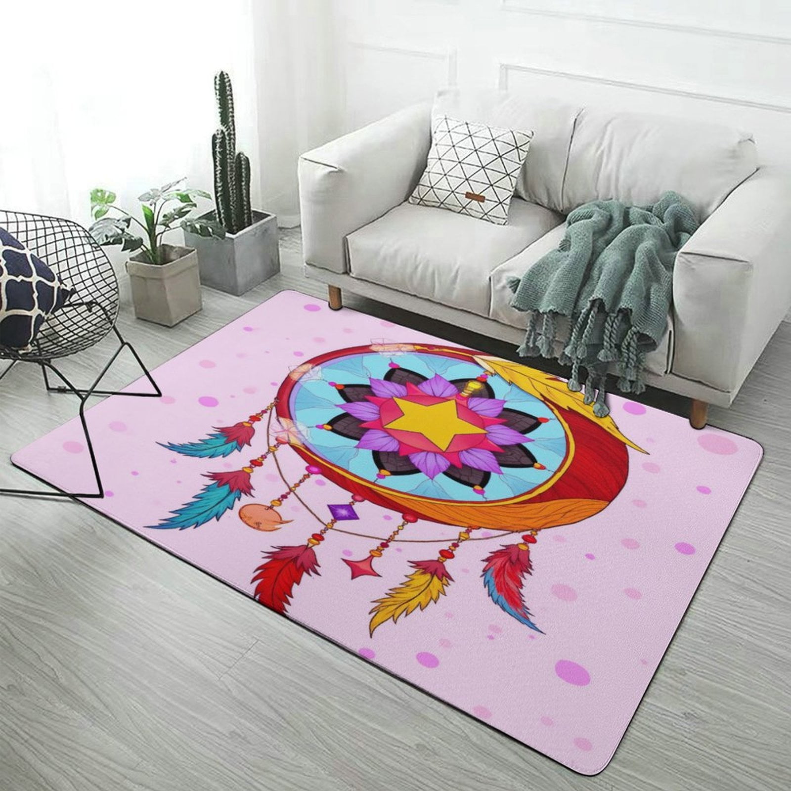 Colorful Feather Dreamcatcher Design Home Decor Living Room Carpet Non ...