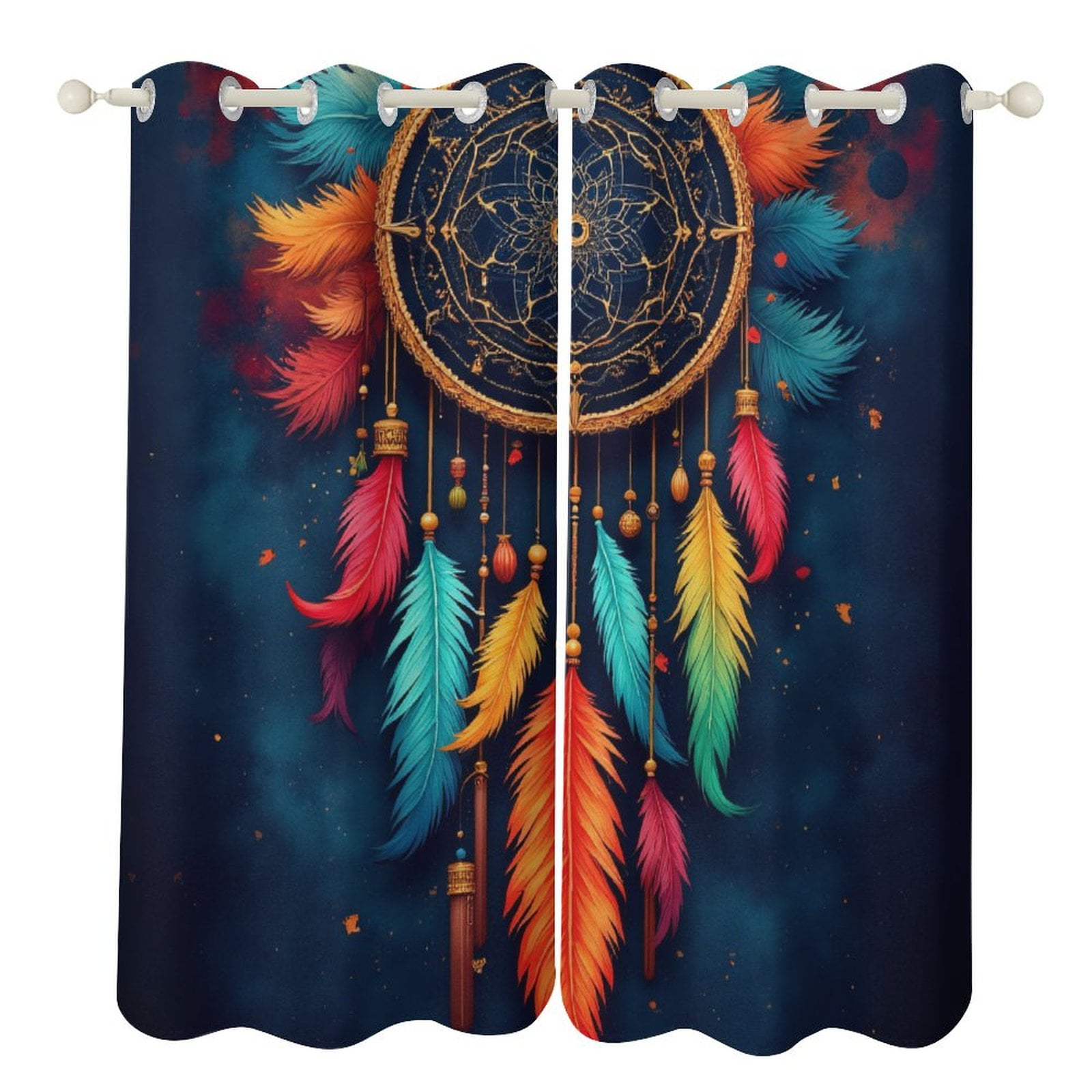 Colorful Feather Dreamcatcher Design Luxury Window Curtains Blinds for Living Room Kids Bedroom ...