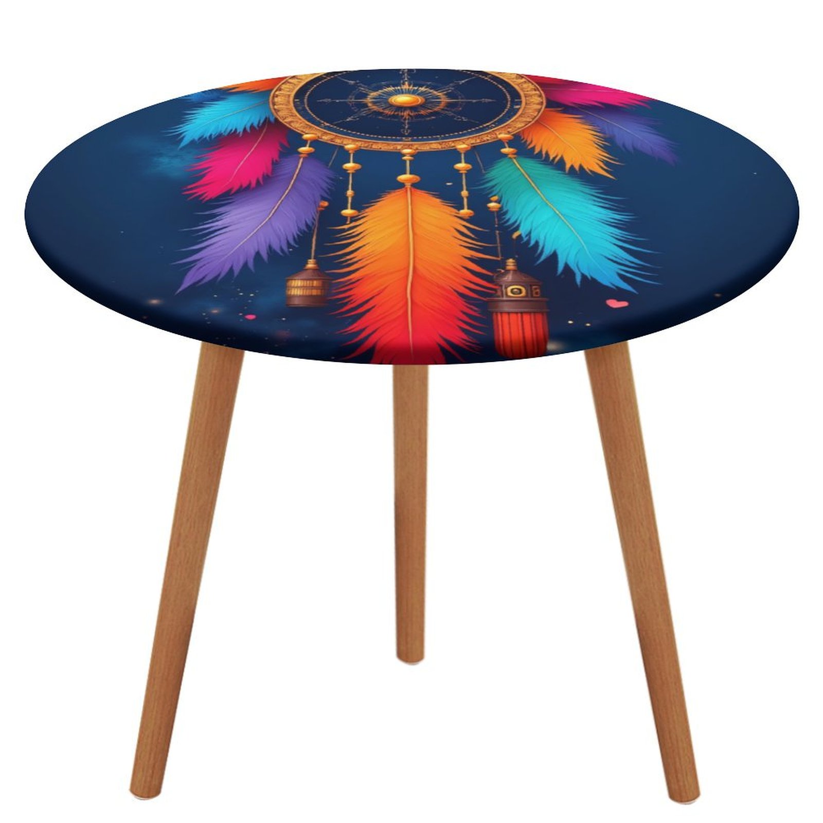 Colorful Feather Dreamcatcher Design Pattern Round Tablecloth ...