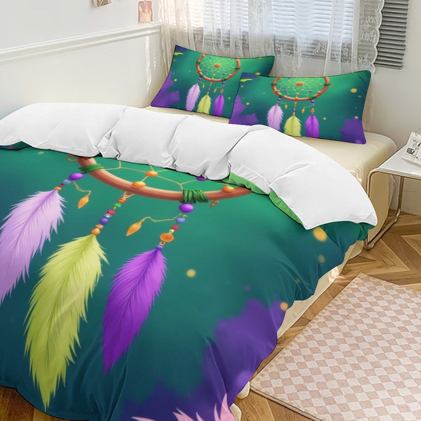 Colorful Feather Dreamcatcher Duvet Cover Set Bedding Set Polyester ...