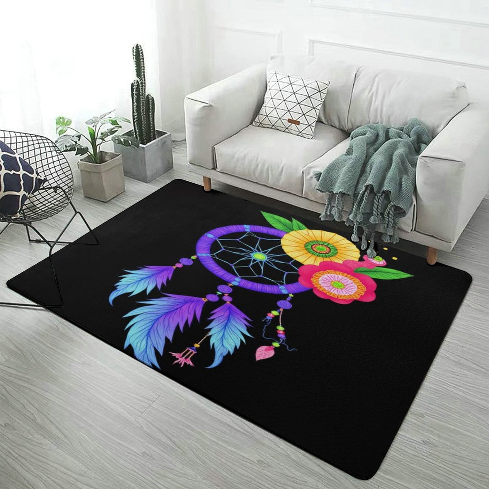 Colorful Feather Dreamcatcher Print(1) Carpet Style Living Room Bedroom ...