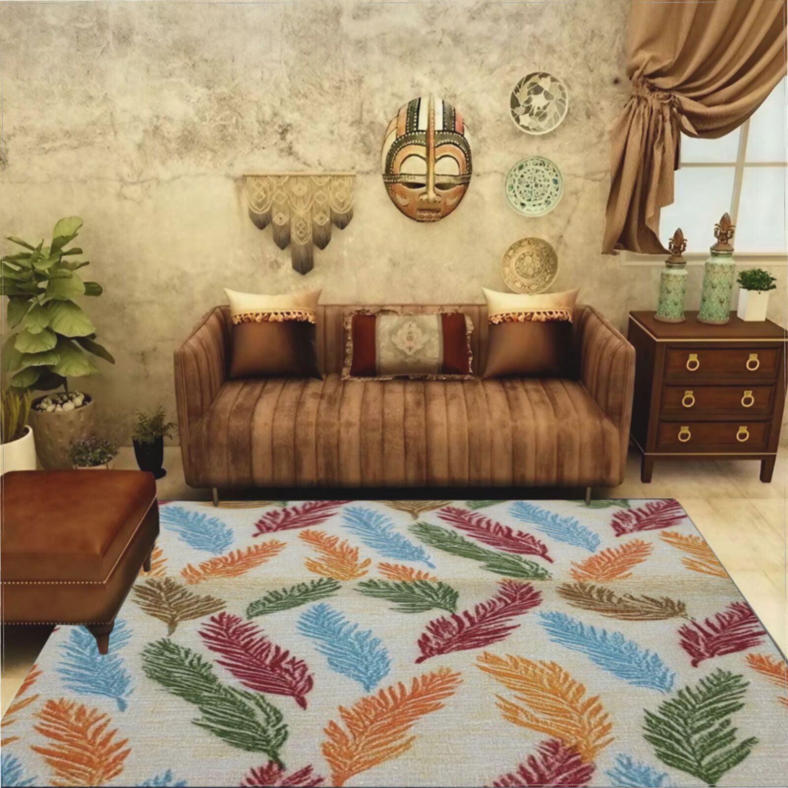 Colorful Feather Fabric Light Luxury Home Carpets Living Room ration ...