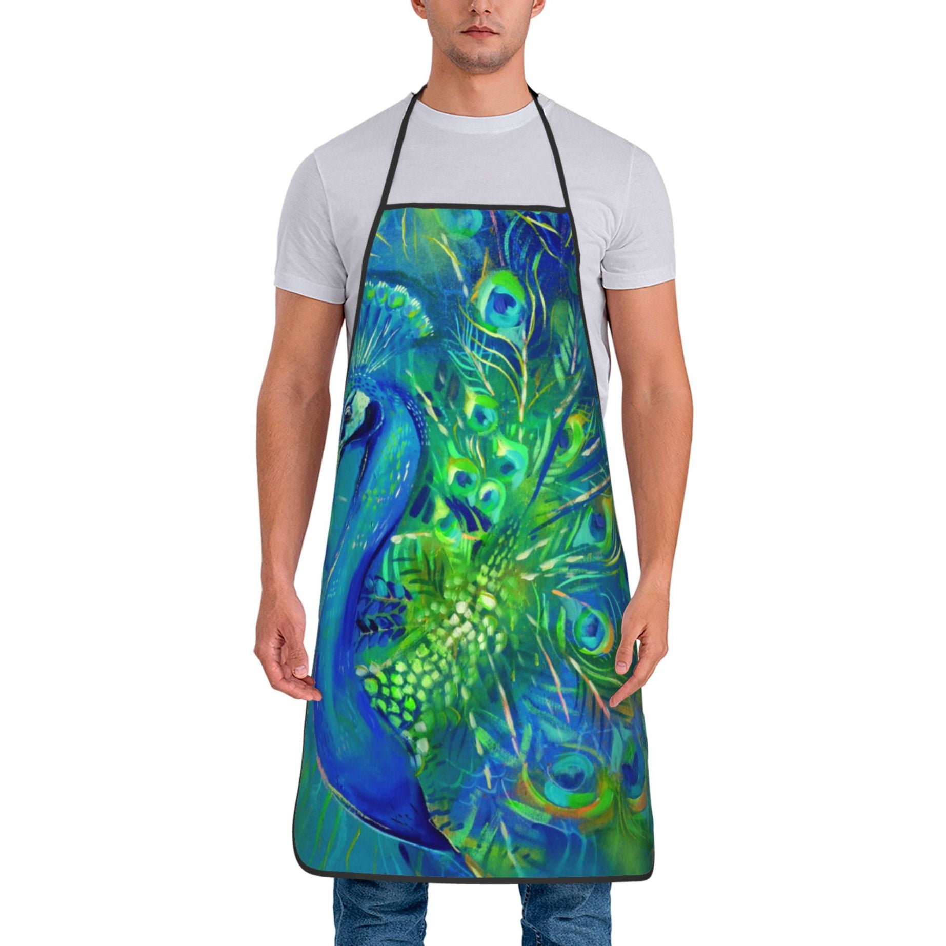 Colorful Feather Peacock Bird2 Aprons for Women Men Waterproof Apron ...