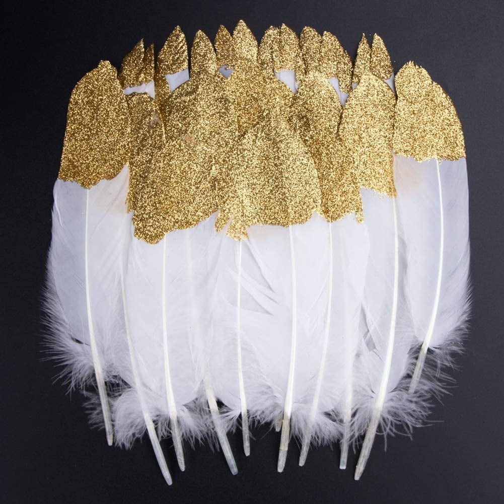 Colorful Feathers, 40Pcs White Gold Dipped Feather Decoration, Ideal ...