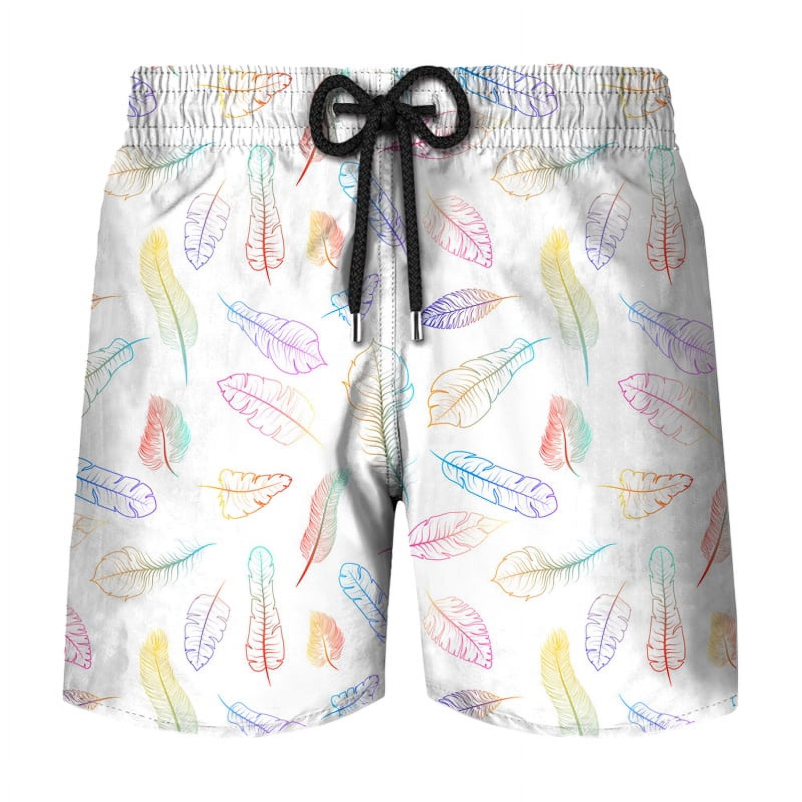 Colorful Feathers Graphic Board Shorts Pants Men Casual Hawaii Beach ...