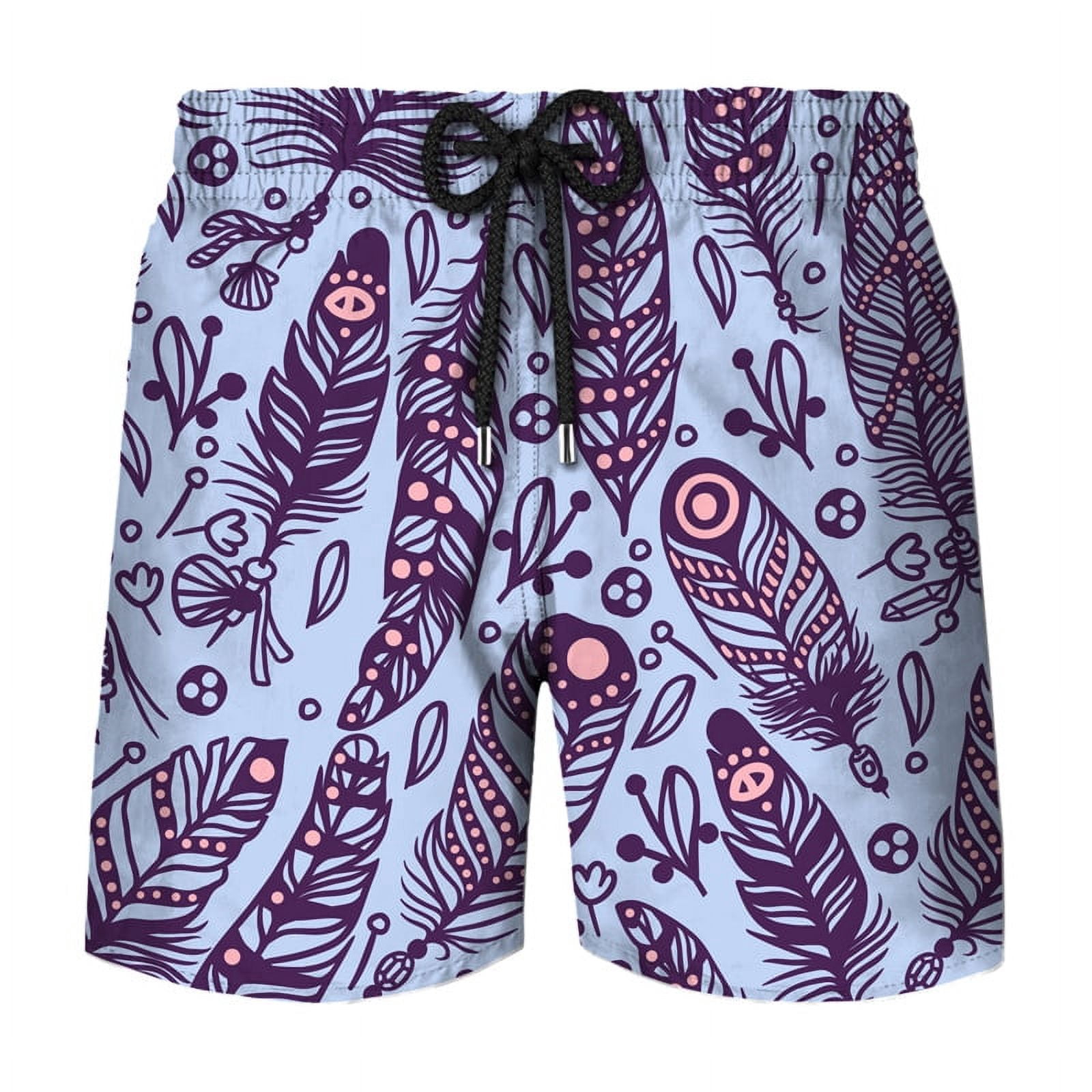 Colorful Feathers Graphic Board Shorts Pants Men Casual Hawaii Beach ...
