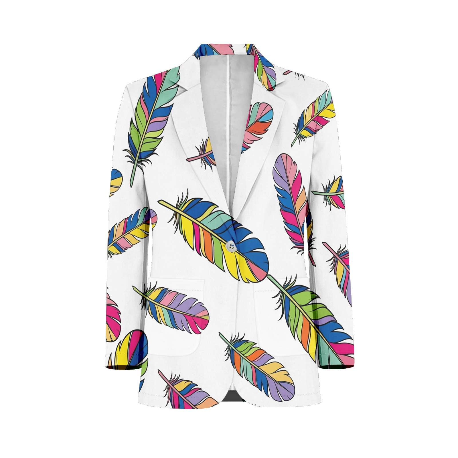 Colorful Feathers Pattern Design Customized Men's Suits full man Shawl ...