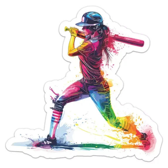 Colorful Female Baseball Sticker Phone Decal Water Bottle Stickers Car ...