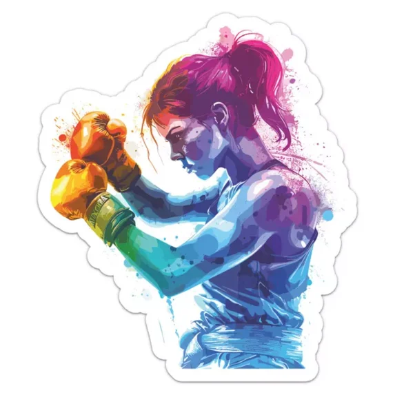 Colorful Female Boxing Sticker Phone Decal Water Bottle Stickers Car ...