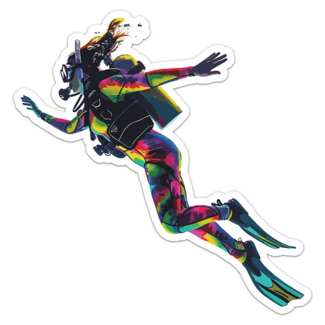 Colorful Female Diving Sticker Phone Decal Water Bottle Stickers Car ...