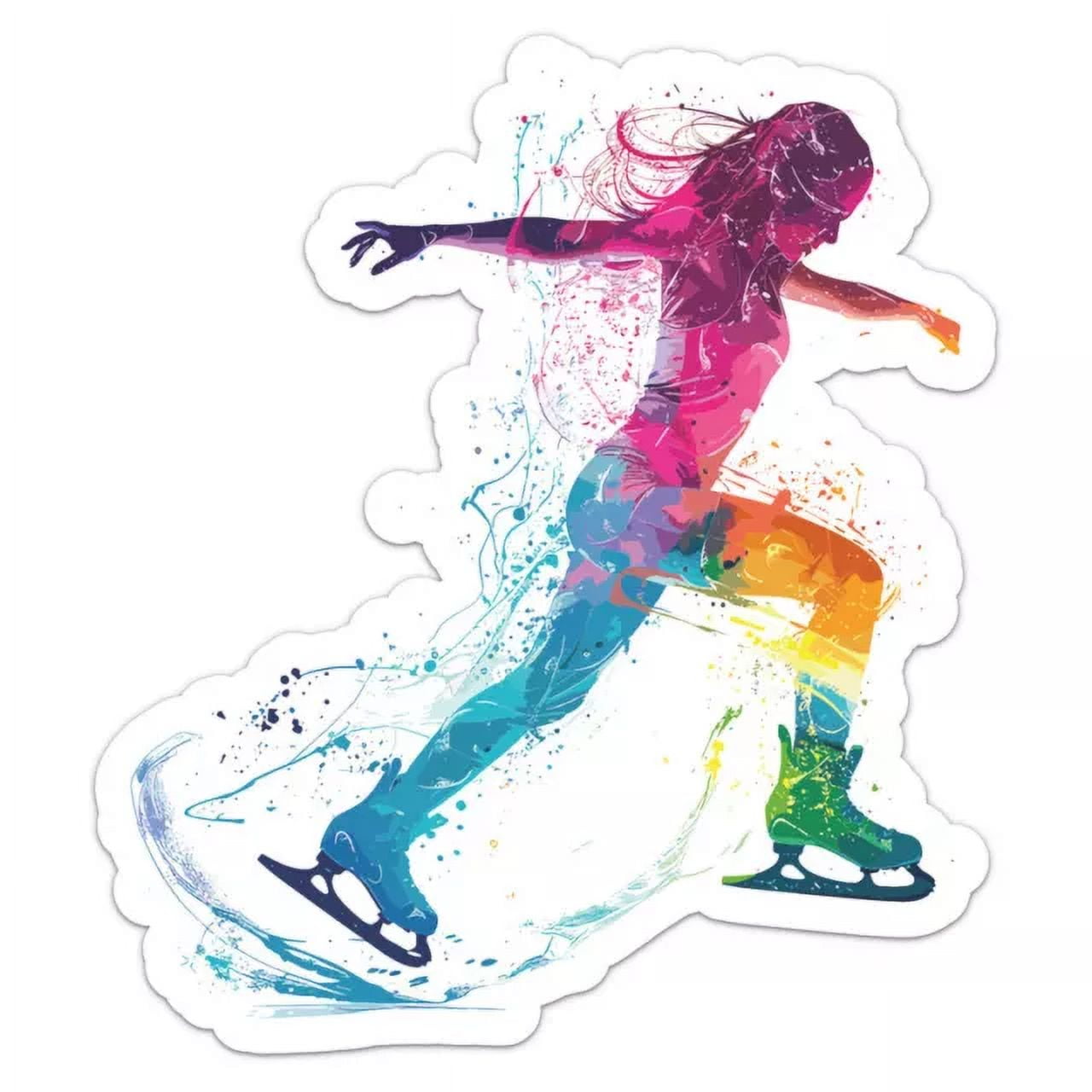 Colorful Female Figure Skating Sticker Phone Decal Water Bottle ...