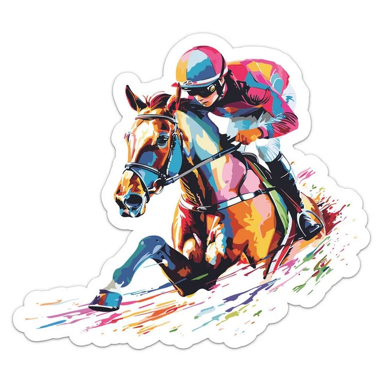 Colorful Female Horse Racing Sticker Phone Decal Water Bottle Stickers ...