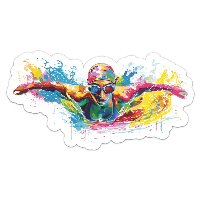 Colorful Female Swimming Sticker Phone Decal Water Bottle Stickers Car ...