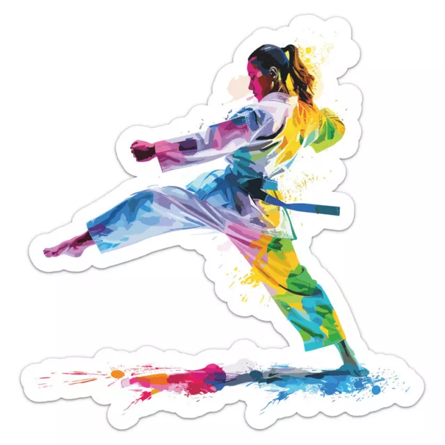 Colorful Female Taekwondo Sticker Phone Decal Water Bottle Stickers Car ...
