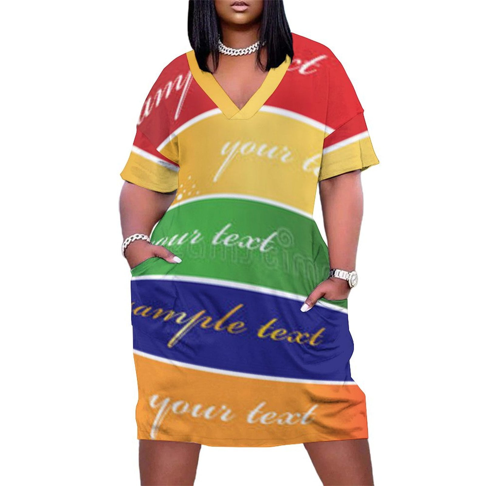 Colorful Festive Holiday Banners Summer Sundress for Curve Women Casual ...