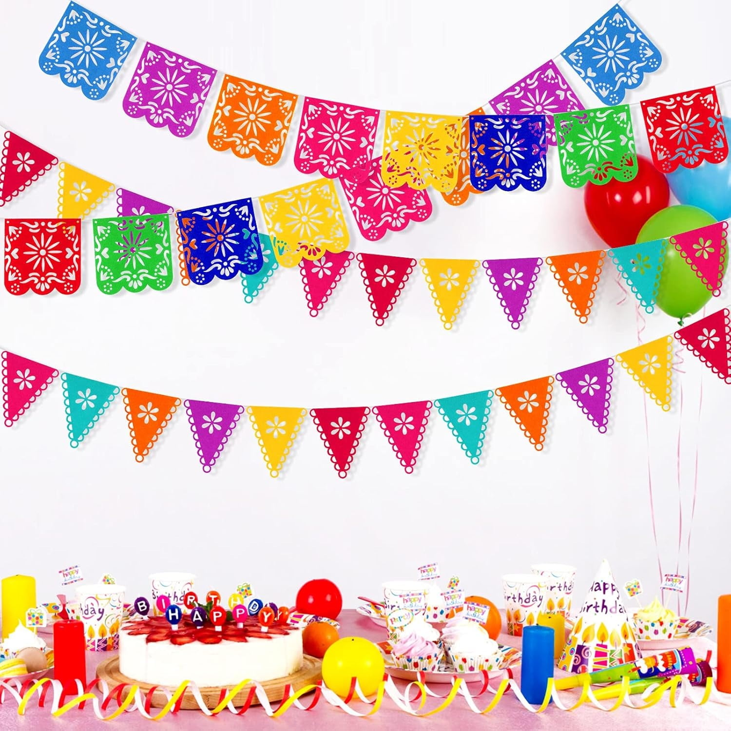 Colorful Fiesta Mexican Party Banners Decorations Felt Rainbow Day of ...