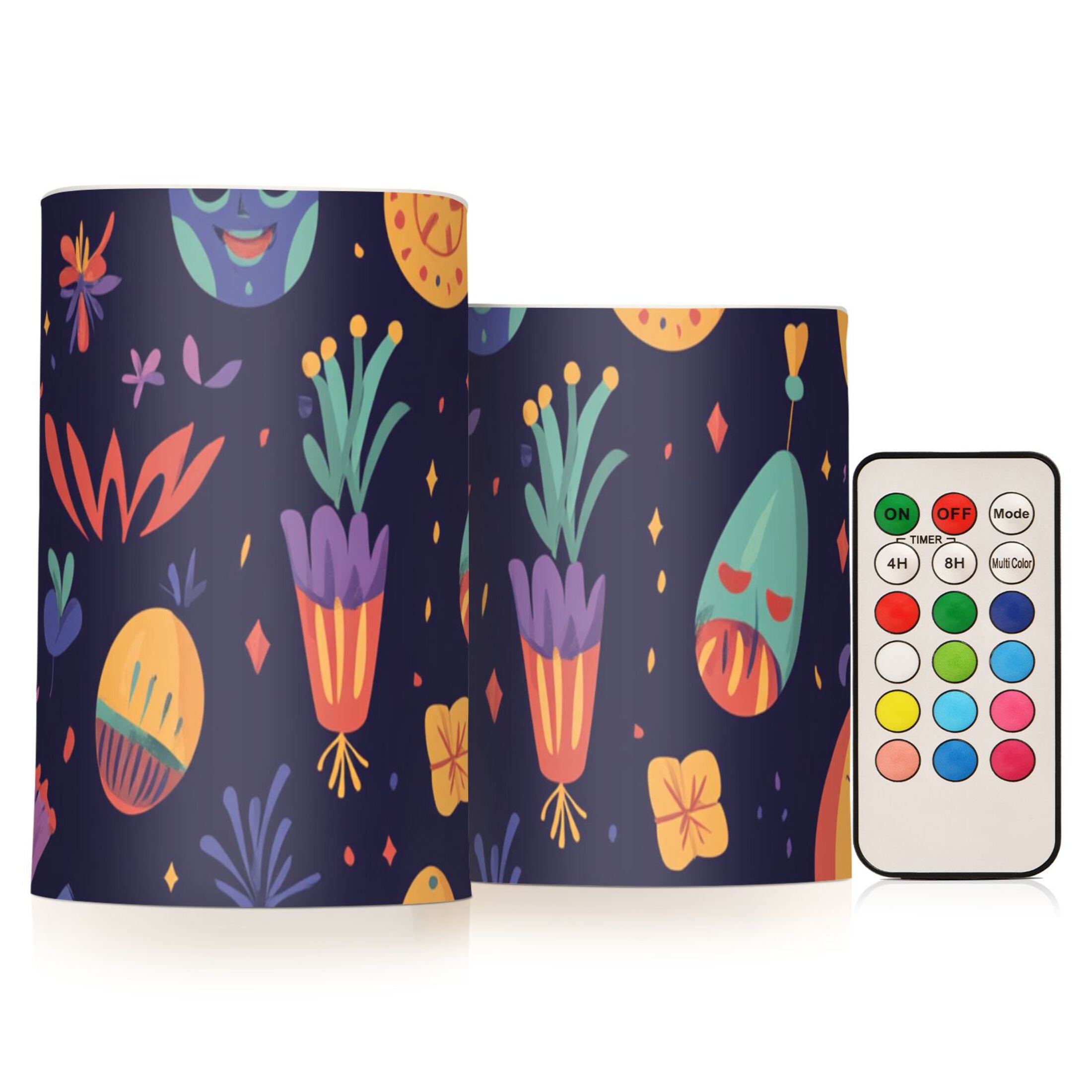 Colorful Fiesta Pattern Flickering Flameless Candles Battery Operated ...