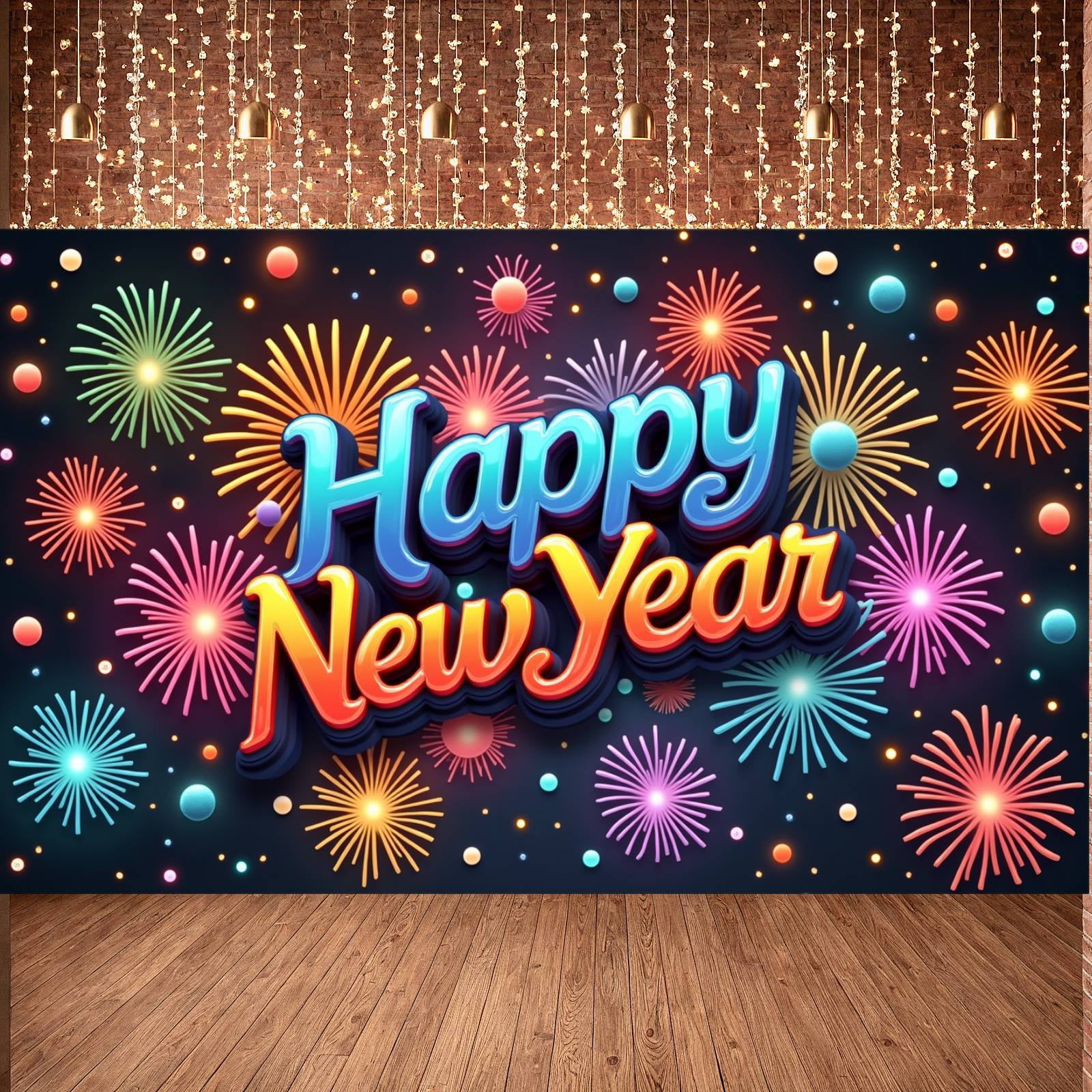 Colorful Firework New Year Banner Vibrant Design Festive Backdrop ...
