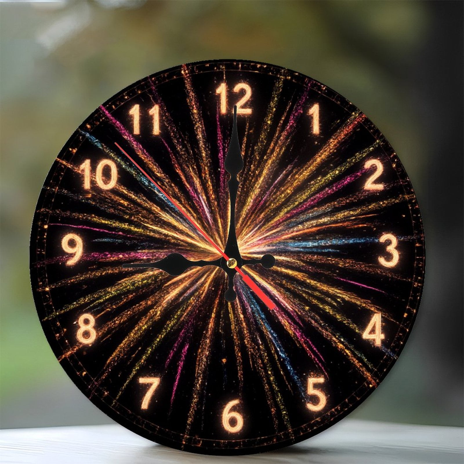 Colorful Fireworks Clock New Year Party Decoration 10-Inch Silent ...