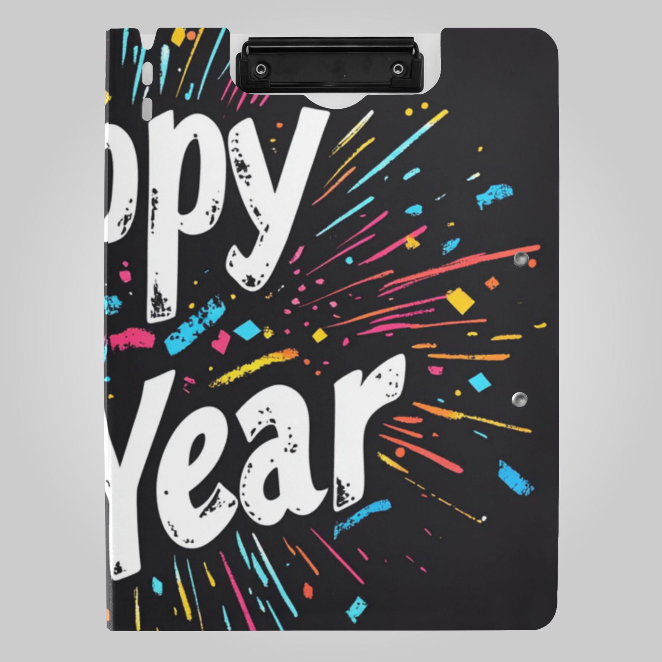 Colorful Fireworks Happy New Year Foldable Binder Folder Clipboard with ...