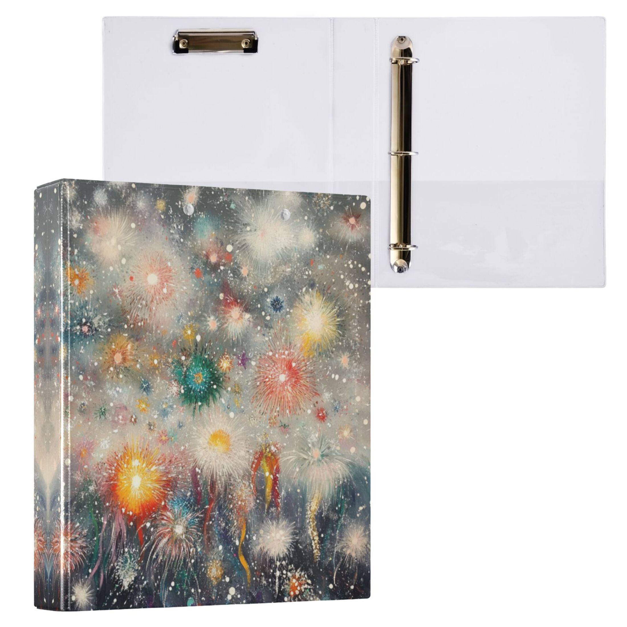 Colorful Fireworks Painting 3 Ring Hardcover Binders 1.5in Round Rings ...