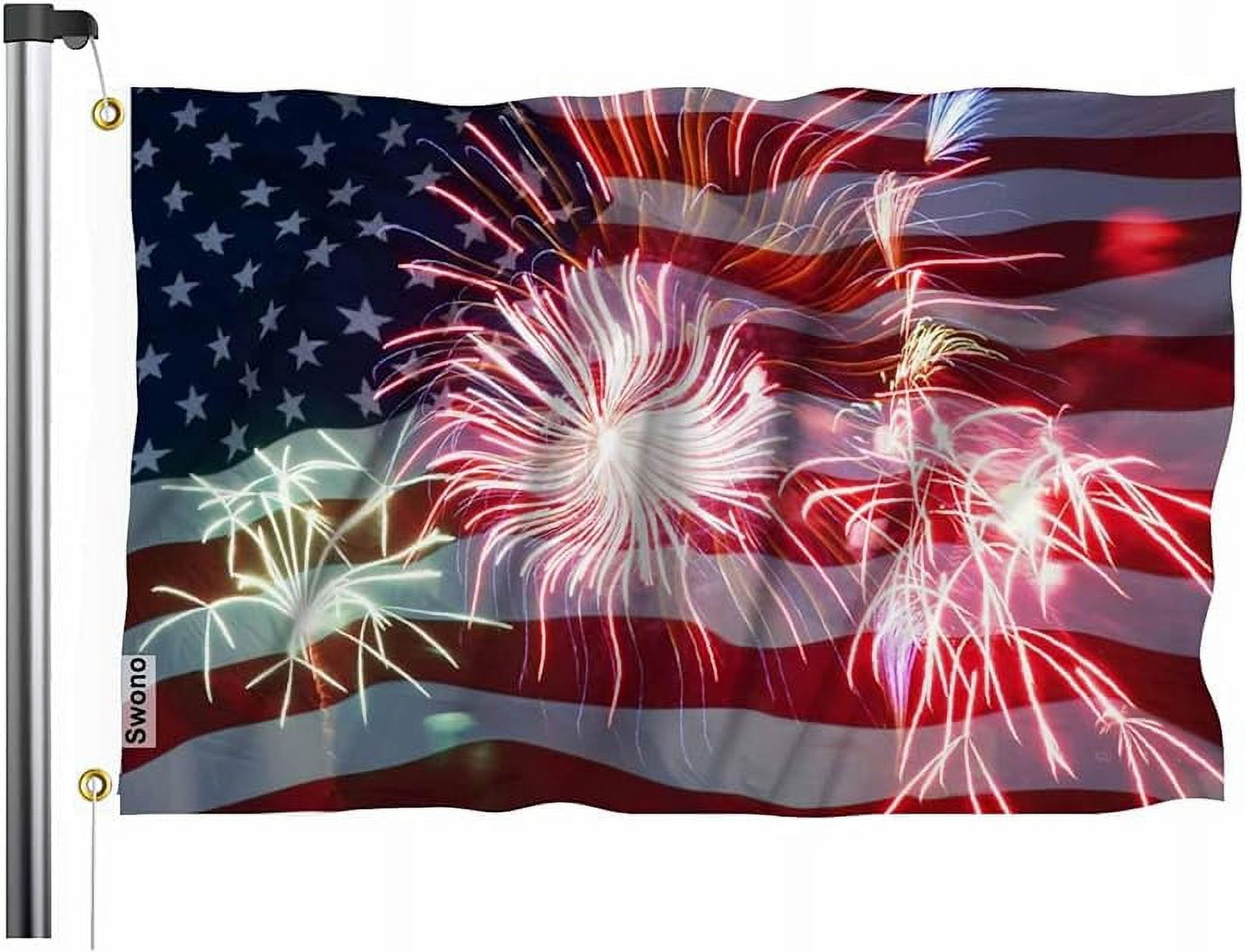 Colorful Fireworks USA Flag 3x5 ft 4Th Of July Independence Day Celebrate Happy Flag Big Flag ...
