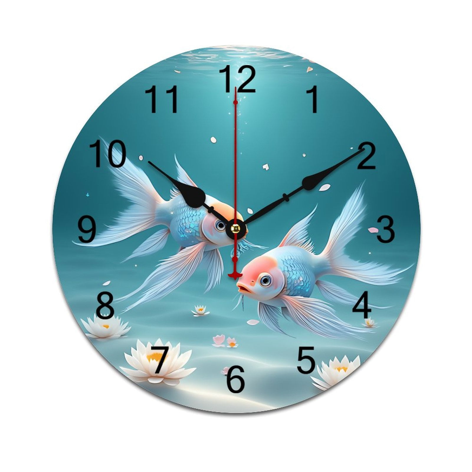 Colorful Fish And Coral Bedroom Wall Clock Large Modern Kitchen Dinning ...