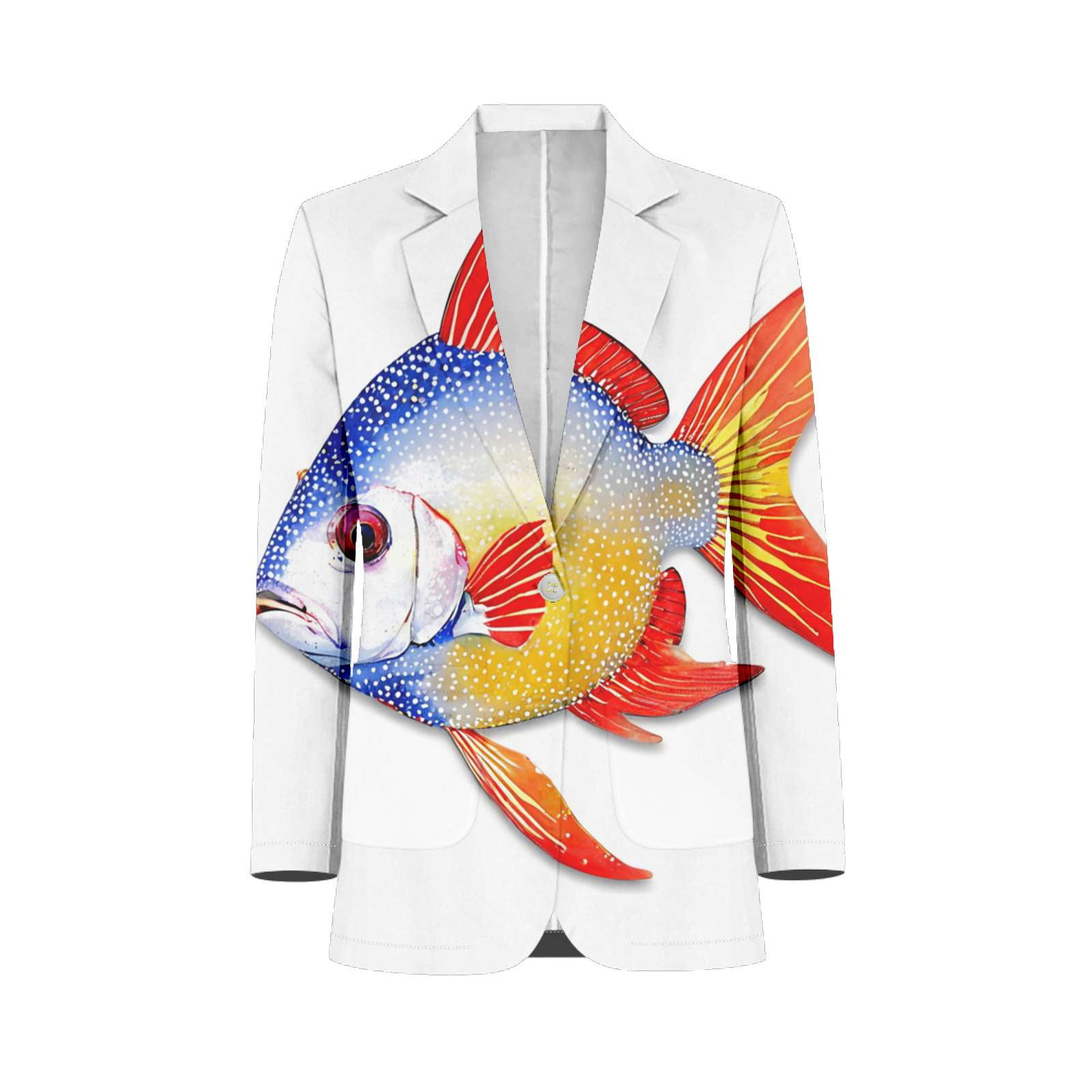 Colorful Fish Art Print Mens Suits Shawl Collar Slim Fit Suit Mens ...