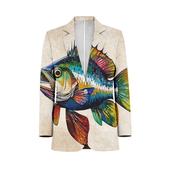 Colorful Fish Art Print Mens Suits Shawl Collar Slim Fit Suit Mens ...