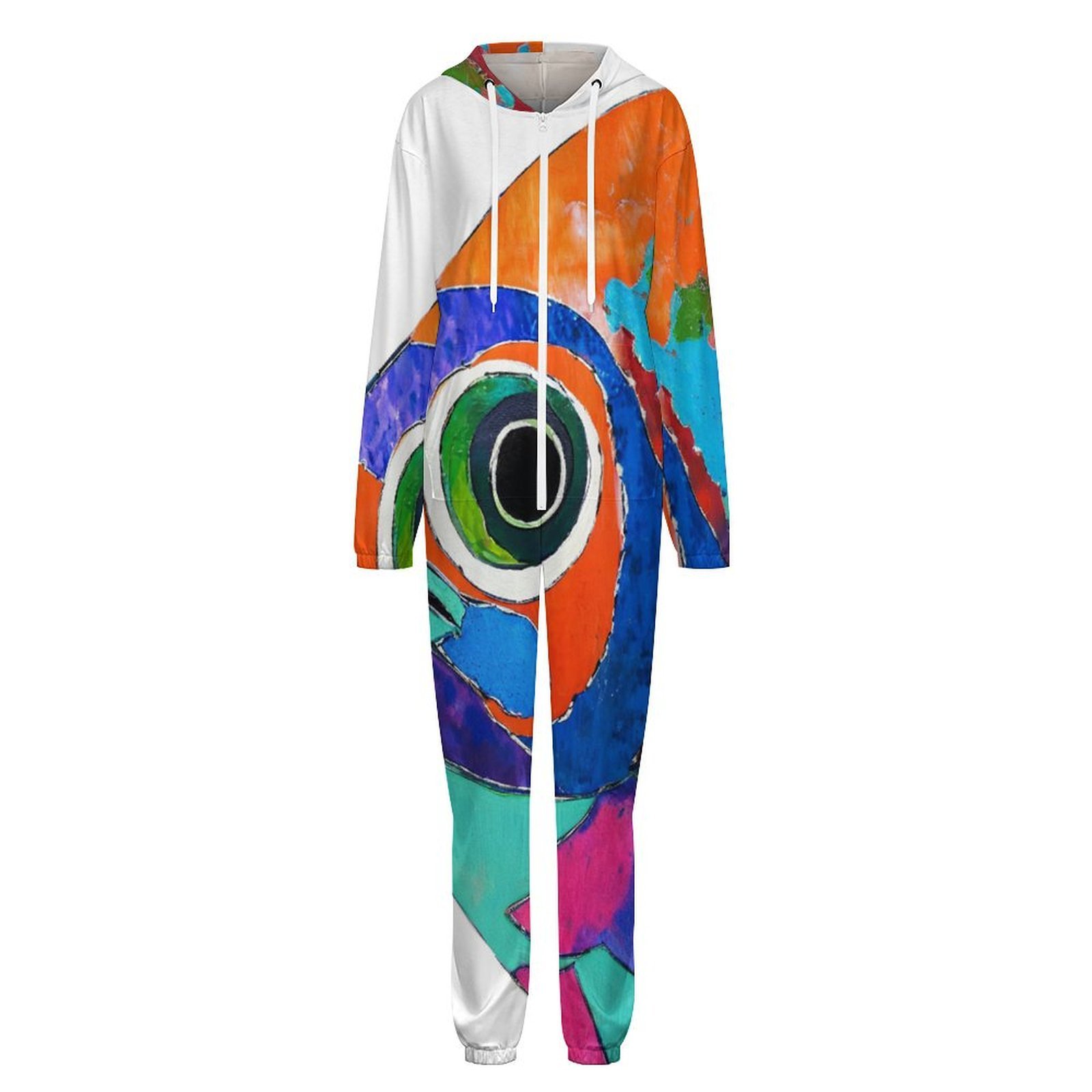 Colorful Fish Art Print Unisex Adult Onesie Pajamas with Pockets for ...