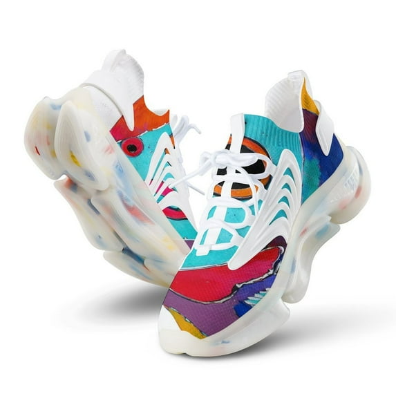 Colorful Fish Art Print Walking Shoes for Men Woman Lightweight Tennis ...