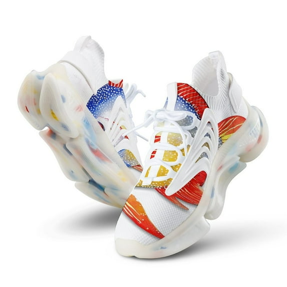Colorful Fish Art Print Walking Shoes for Men Woman Lightweight Tennis ...