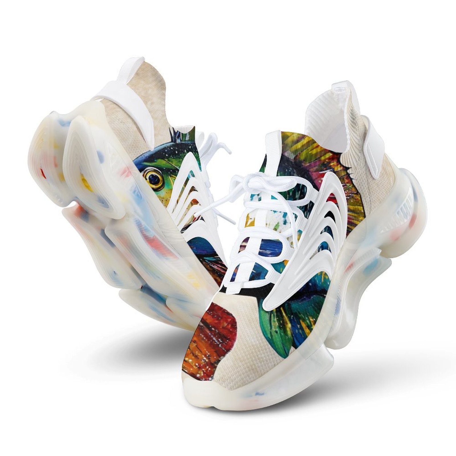 Colorful Fish Art Print Walking Shoes for Men Woman Lightweight Tennis ...