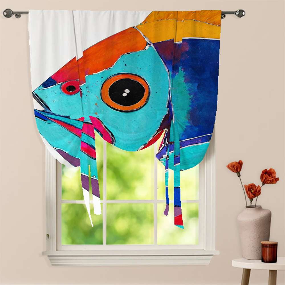 Colorful Fish Art Print Window Curtain for Living Room Roman Curtain ...
