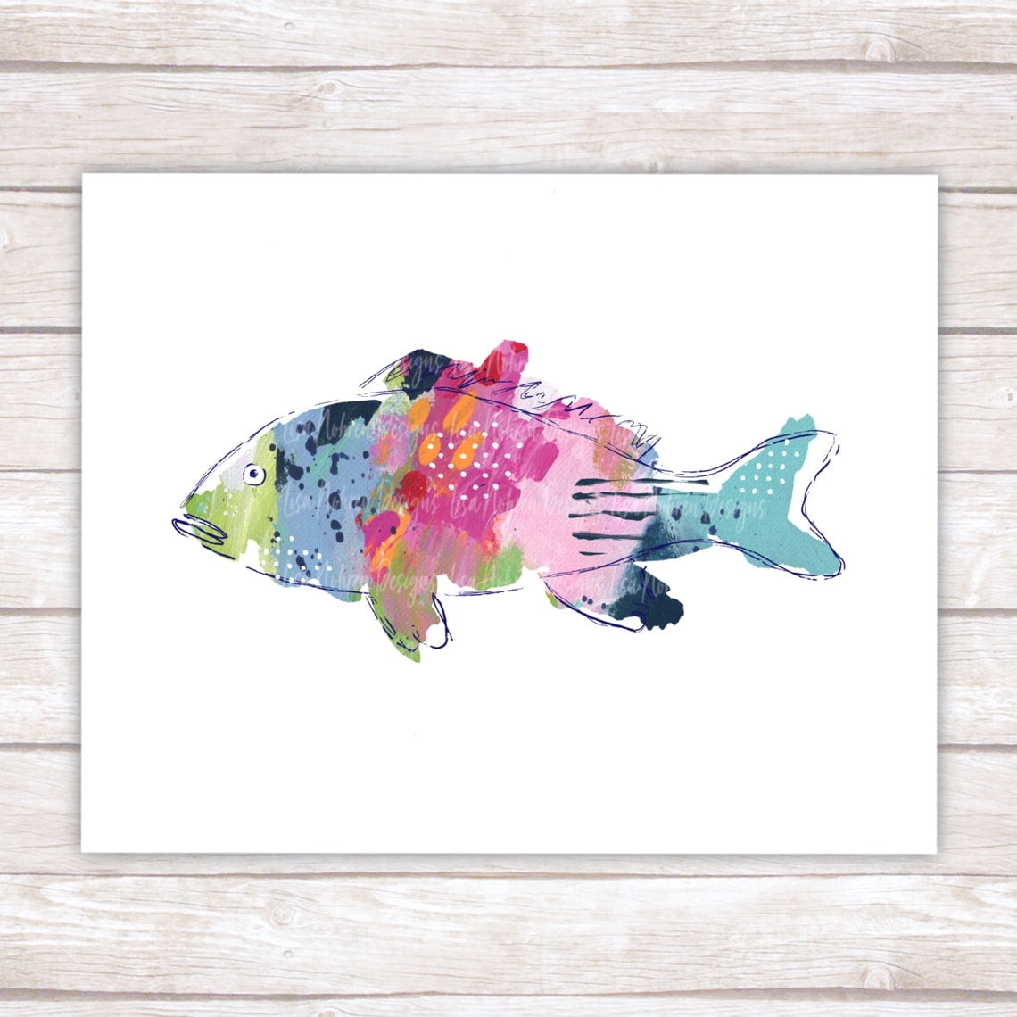 Colorful Fish Art - Wall Art - Abstract Fish Print - Coastal Beach Art ...