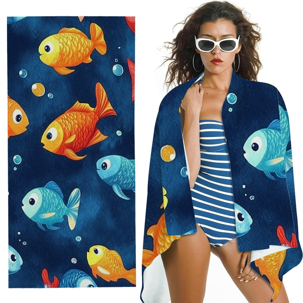 Colorful Fish Beach Towel for Pool Swim Bath Camping - Walmart.com