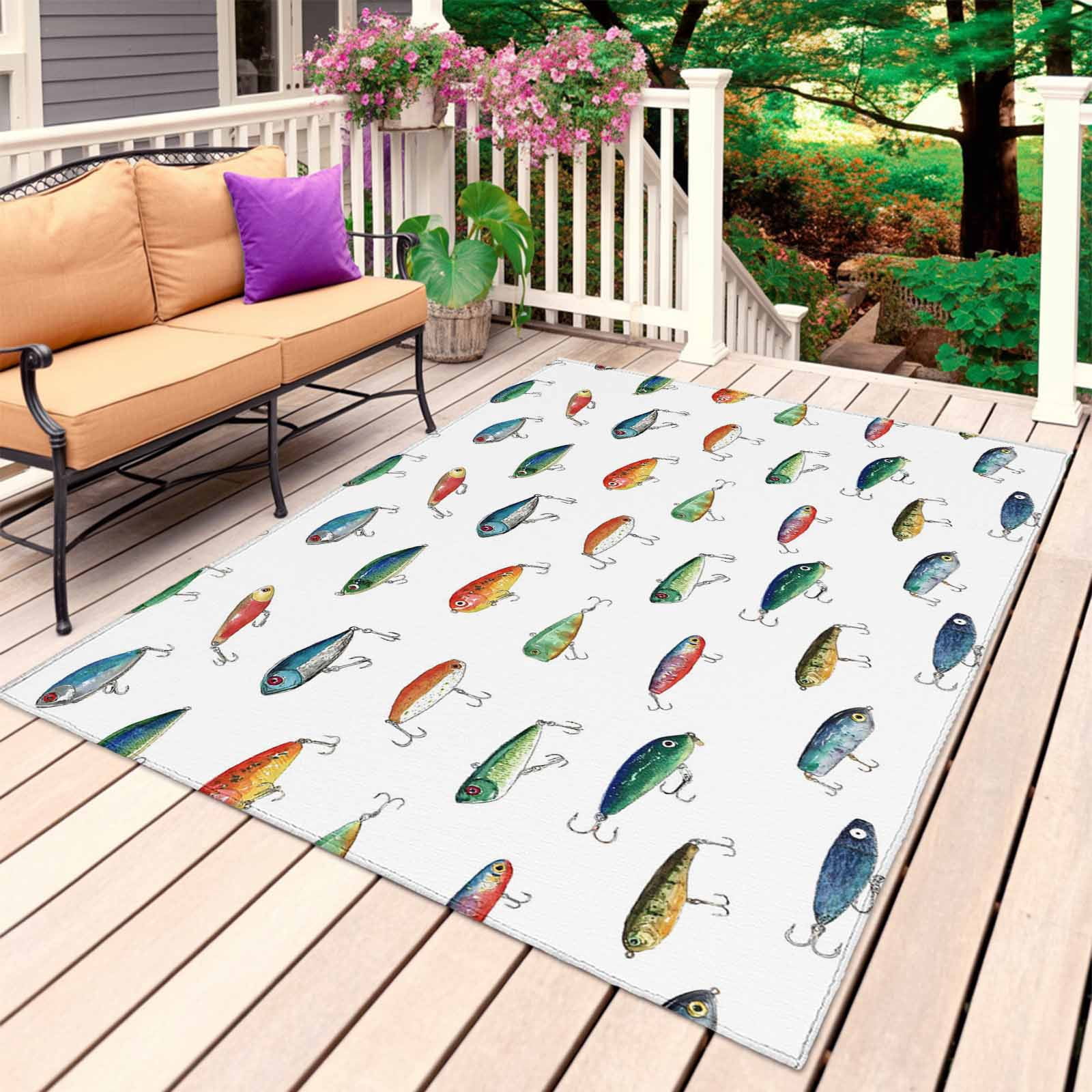 Colorful Fish Outdoor Rug 6x9 Ft, Non Slip Washable Area Rug ...
