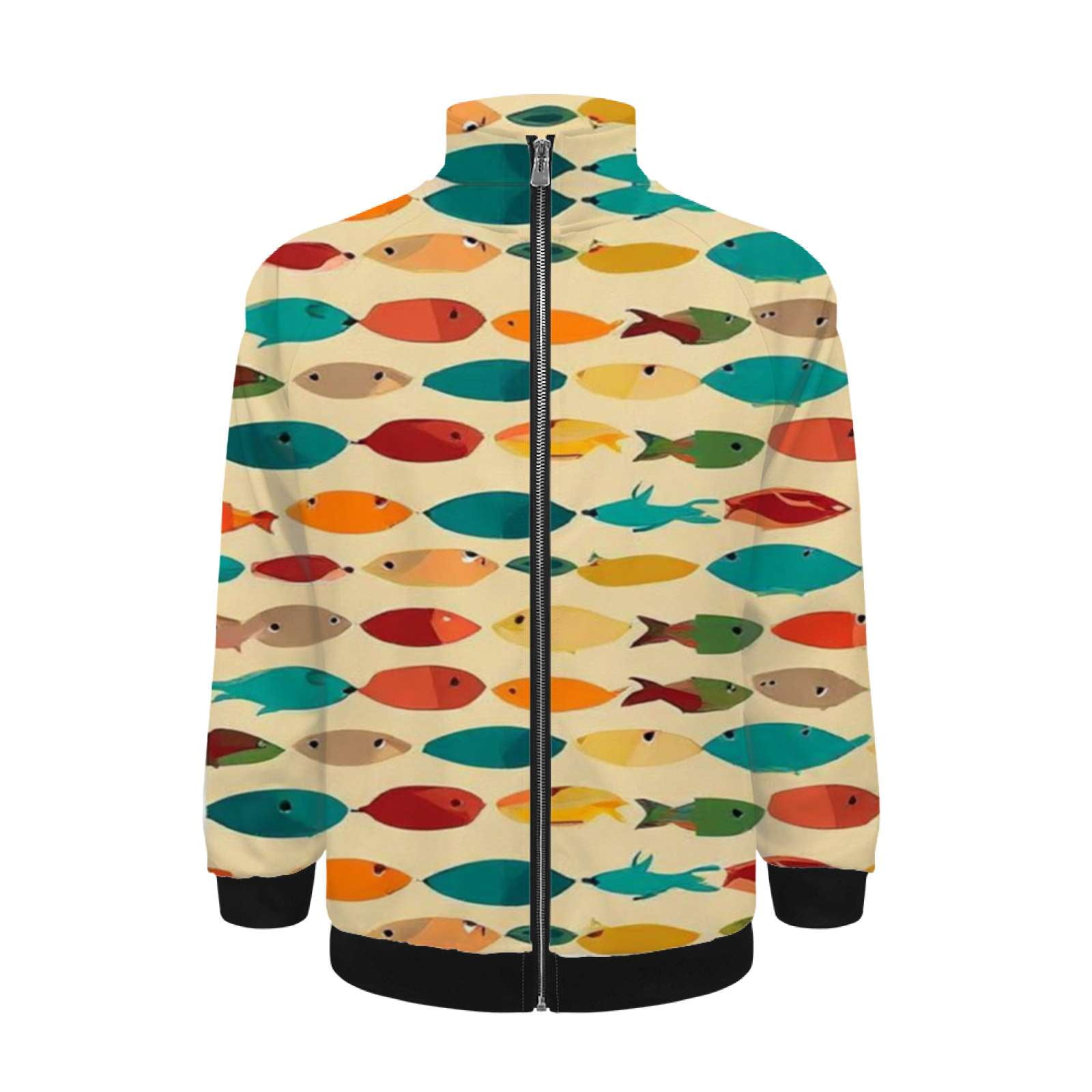 Colorful Fish Pattern Wall Art Jacket Men's Street Cool Long Sleeves ...