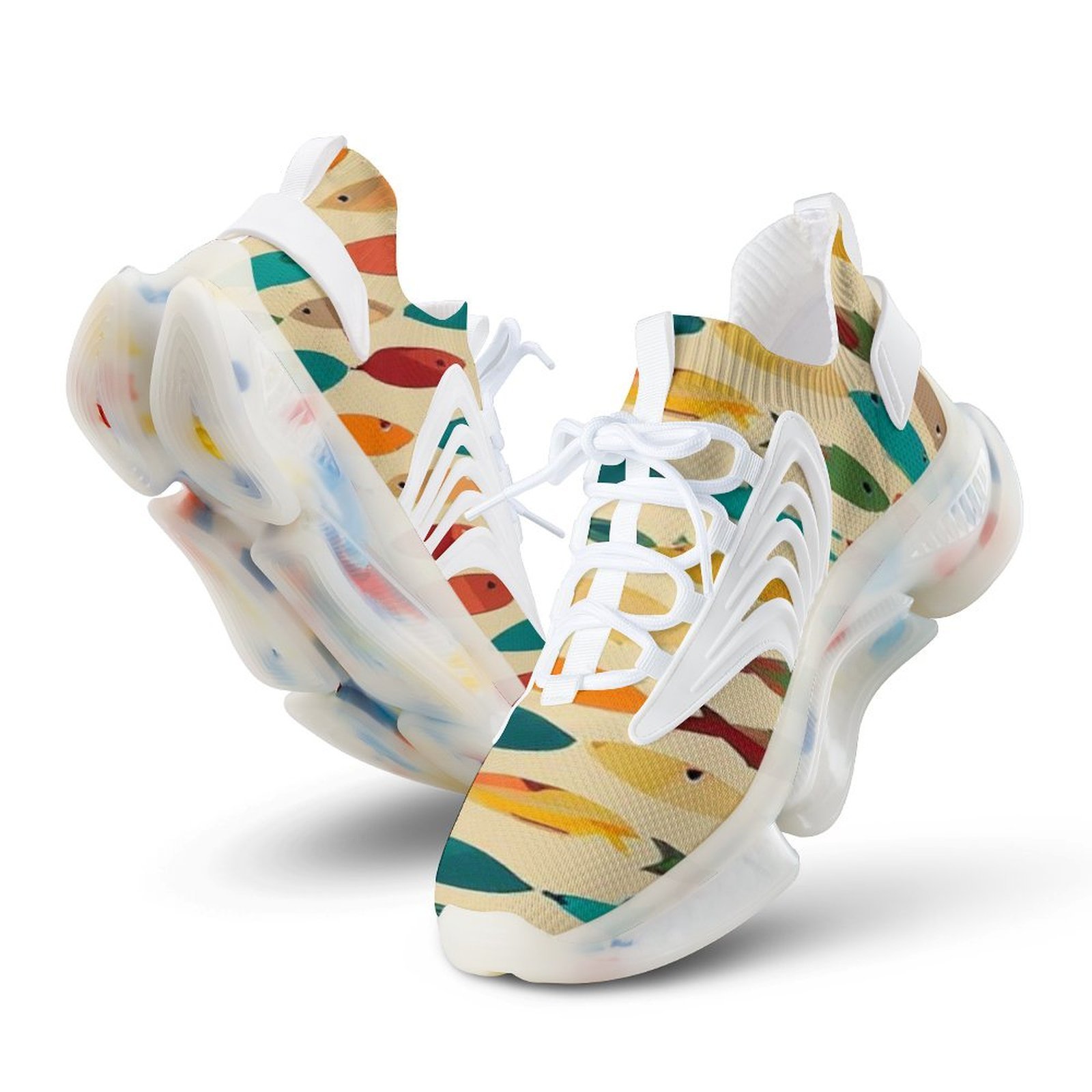 Colorful Fish Pattern Wall Art Walking Shoes for Men Woman Lightweight ...