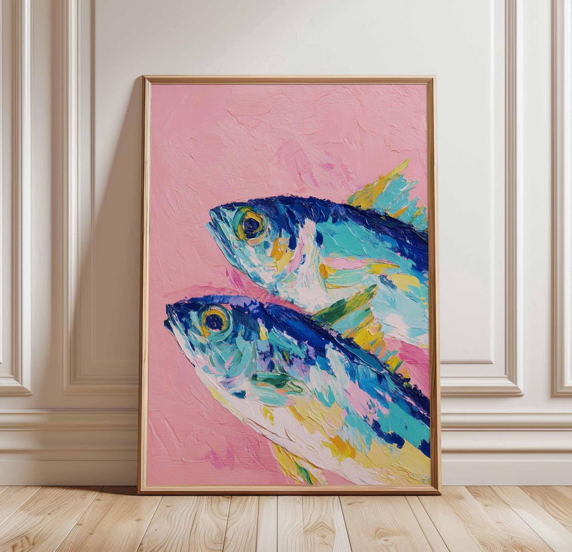 Colorful Fish Pink Ocean Bold Tropical Fish Painting Coastal Decor ...